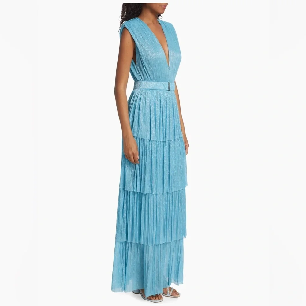 Sabina Musayev | Dresses | Sabina Musayev Skylar Tiered Belted Metallic ...